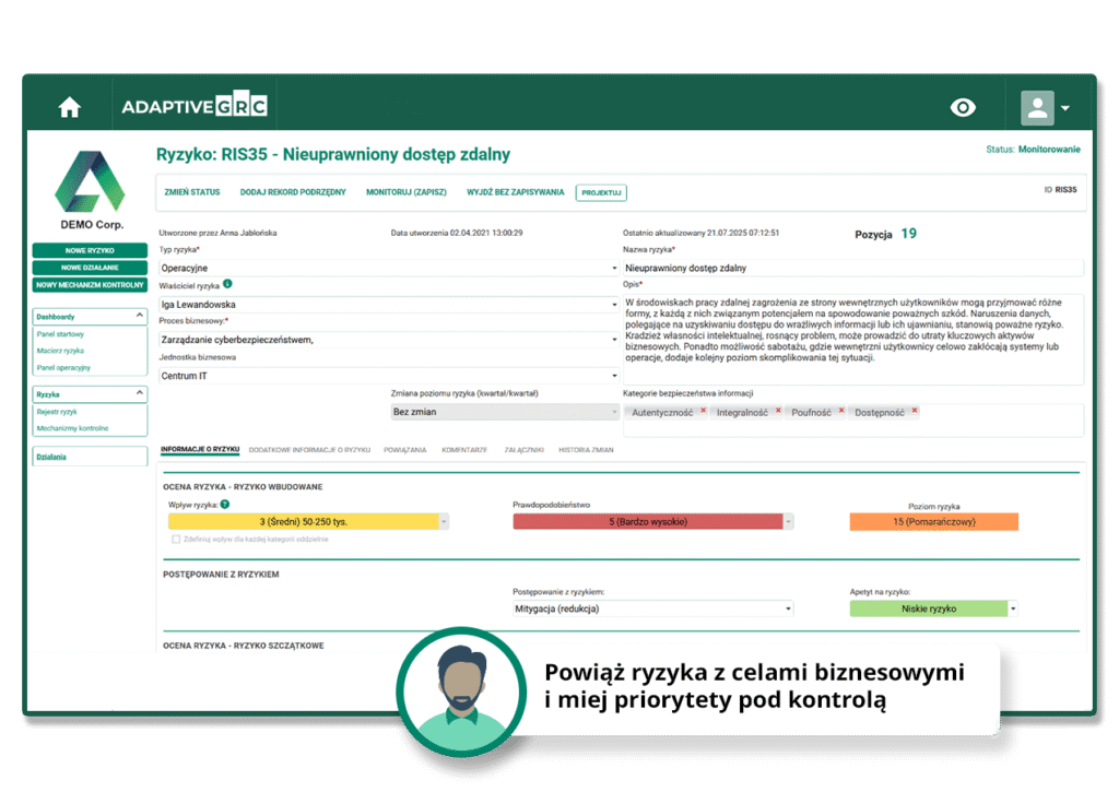 Zintegrowany system do zarządzania GRC (governance risk compliance)